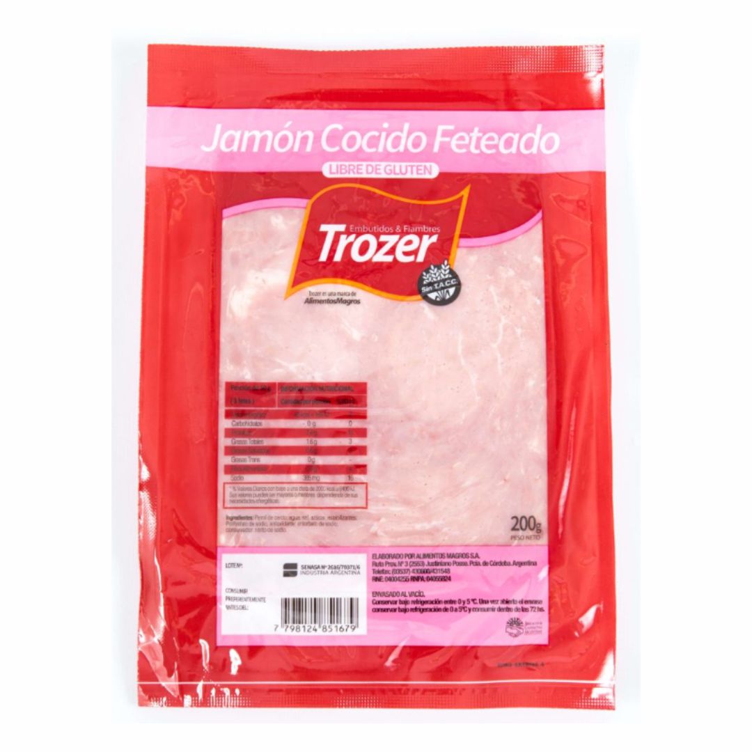 JAMON COCIDO X200GR TROZER La Tienda Del Celiaco JAMON COCIDO X200GR TROZER La Tienda Del Celiaco